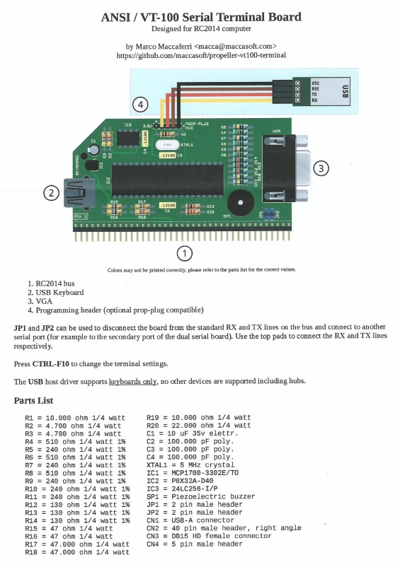 Marco's VGA Serial Terminal Module | Small Computer Central