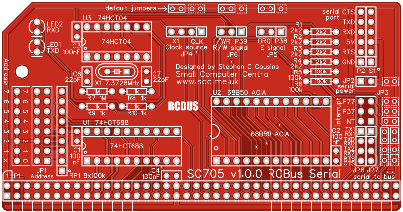 SC705 – RCBus Serial ACIA Module | Small Computer Central