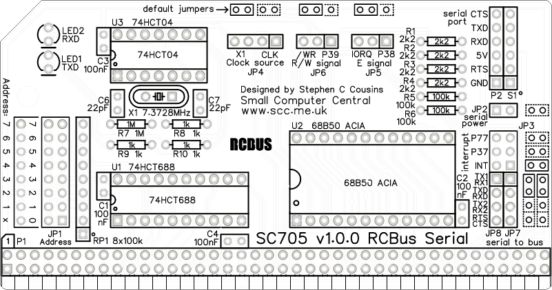 SC705 – RCBus Serial ACIA Module | Small Computer Central