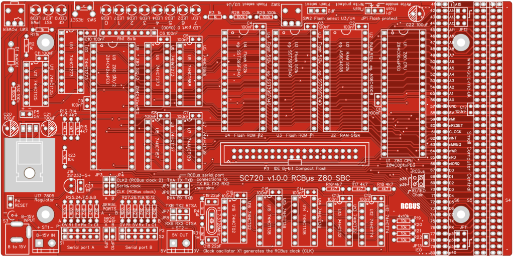 SC720 – RCBus Z80 SBC / Motherboard | Small Computer Central
